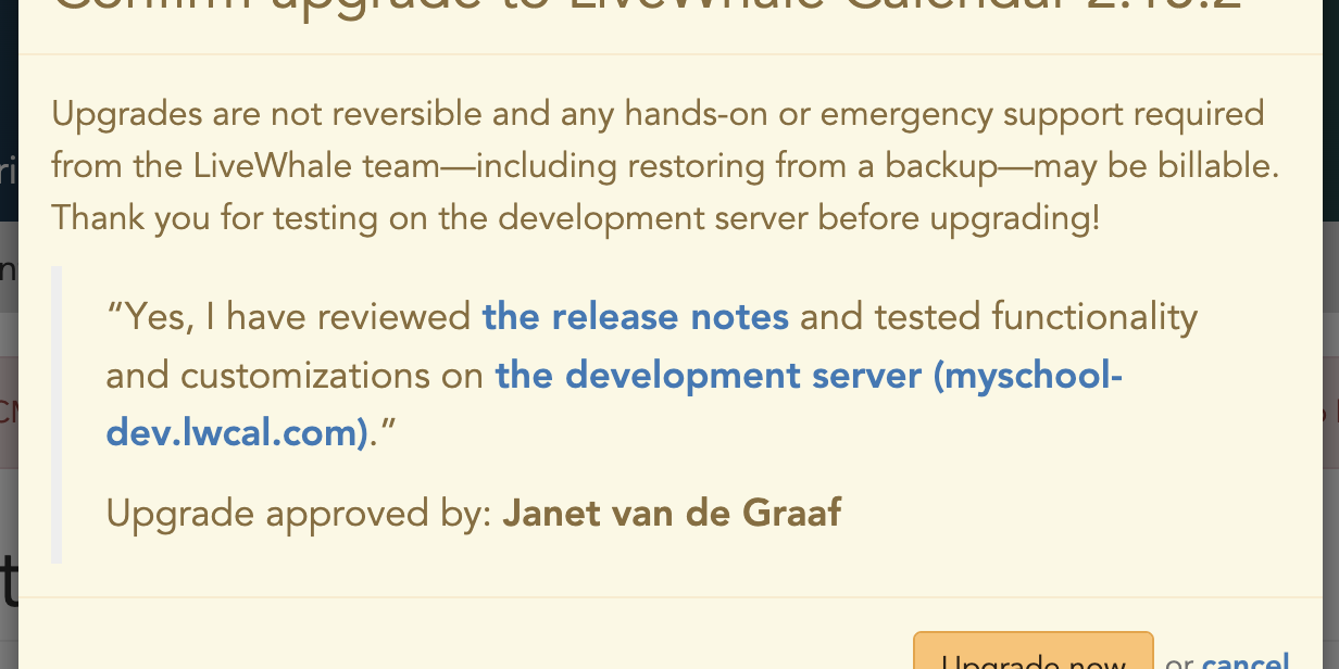 Versions and Upgrades - LiveWhale Support