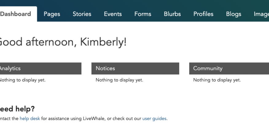 Dashboard - LiveWhale Support